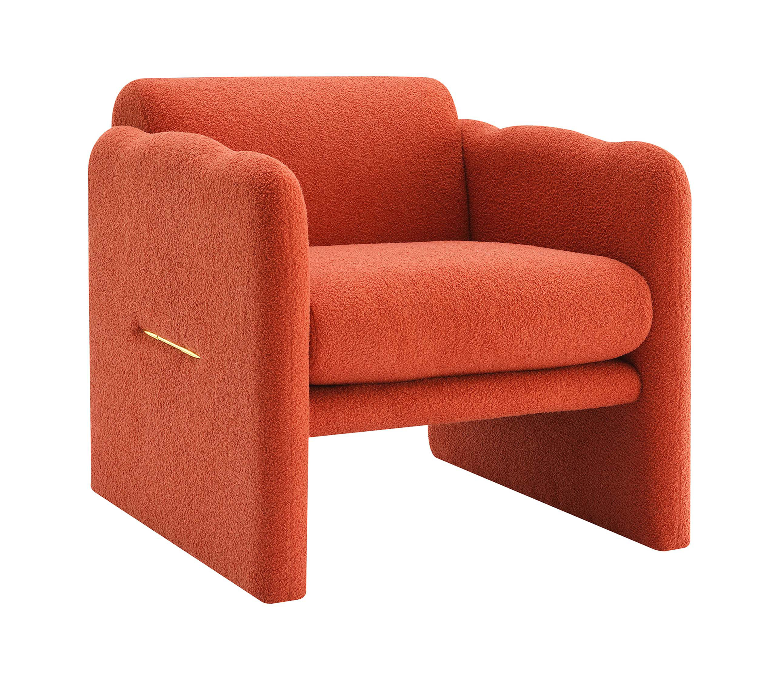 George Oliver Arm Chair With Waved Arms, Metal Decoration On Both Side ...
