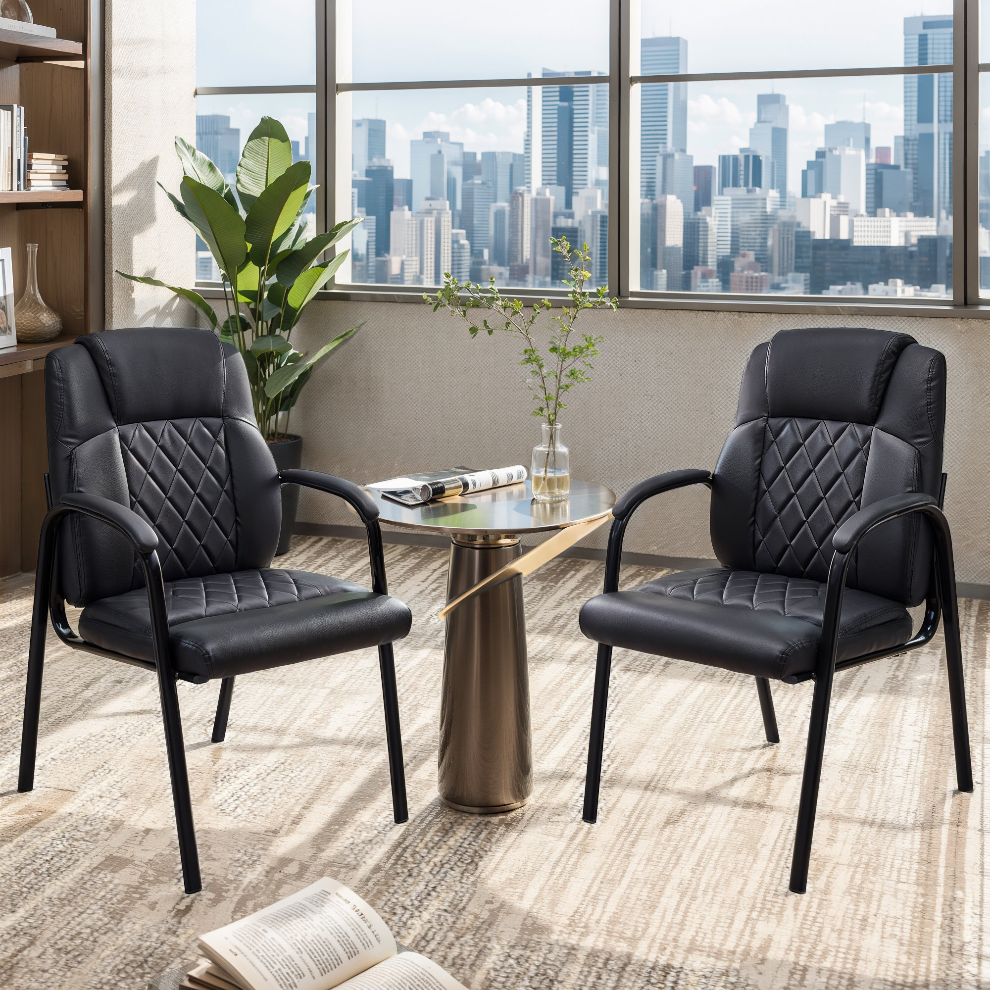 Ebern Designs 2-Piece Office Guest Chair Set, Reception Chairs with ...