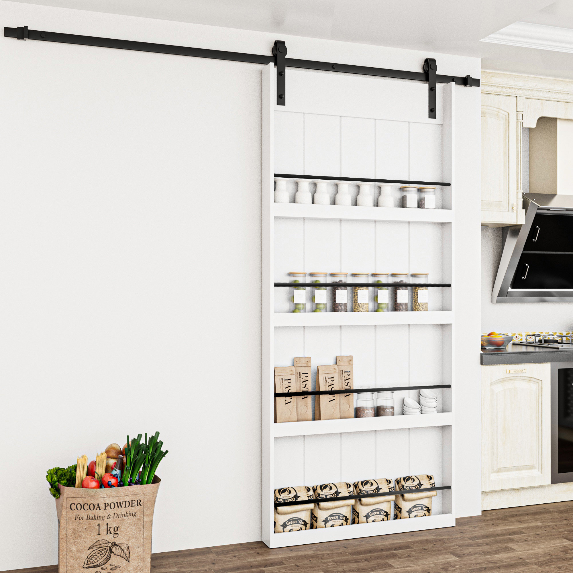 Win Stellar Bookshelf Style Design - Modern White Primed Sliding Barn ...