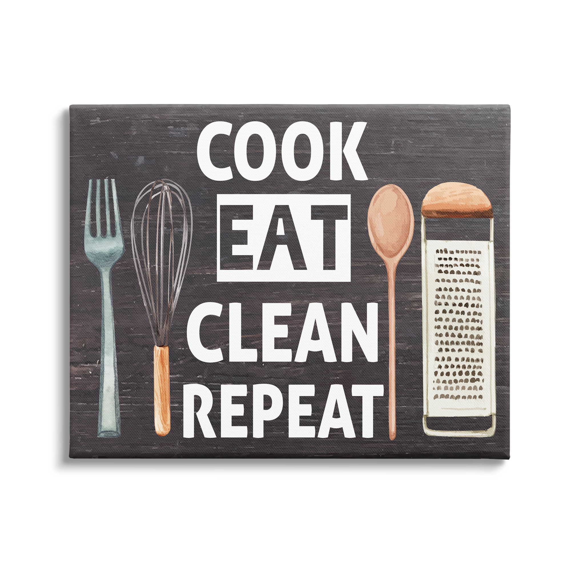 Stupell Industries Cook Eat Clean Repeat Phrase On Canvas Graphic Art ...