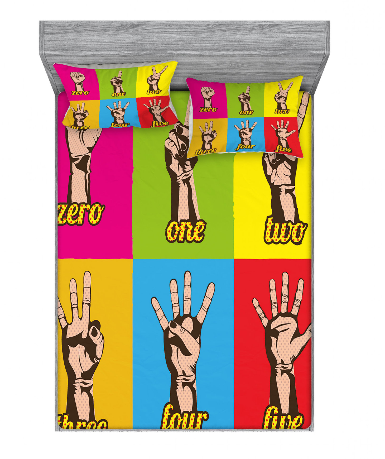 Ambesonne Collage of Colored Hands Showing Numbers Modern Style Teenage ...