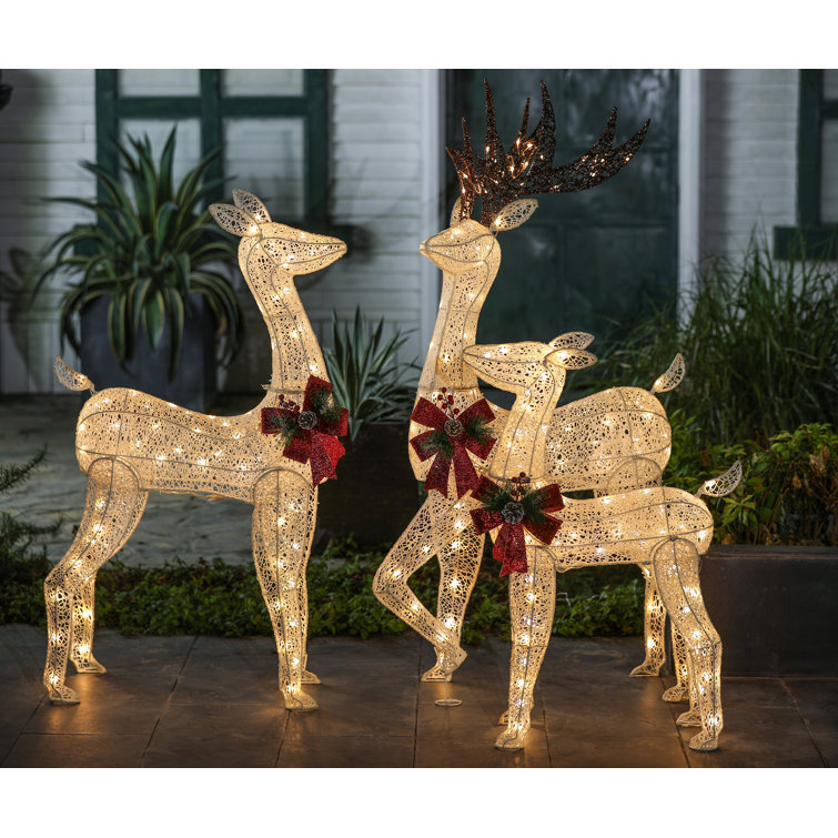 The Holiday Aisle® 3 Piece Deer Family Lighted Display Set & Reviews ...