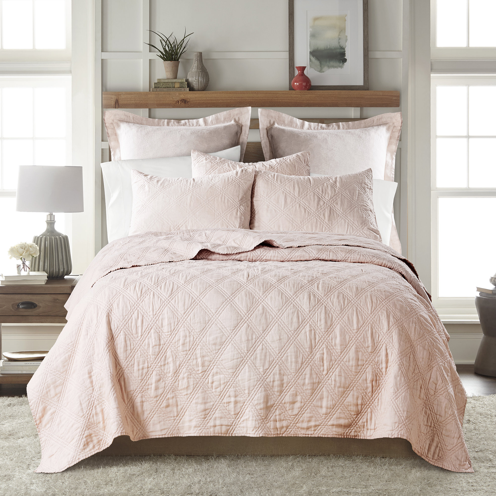 Levtex home Washed Linen Blush Quilt & Reviews | Wayfair