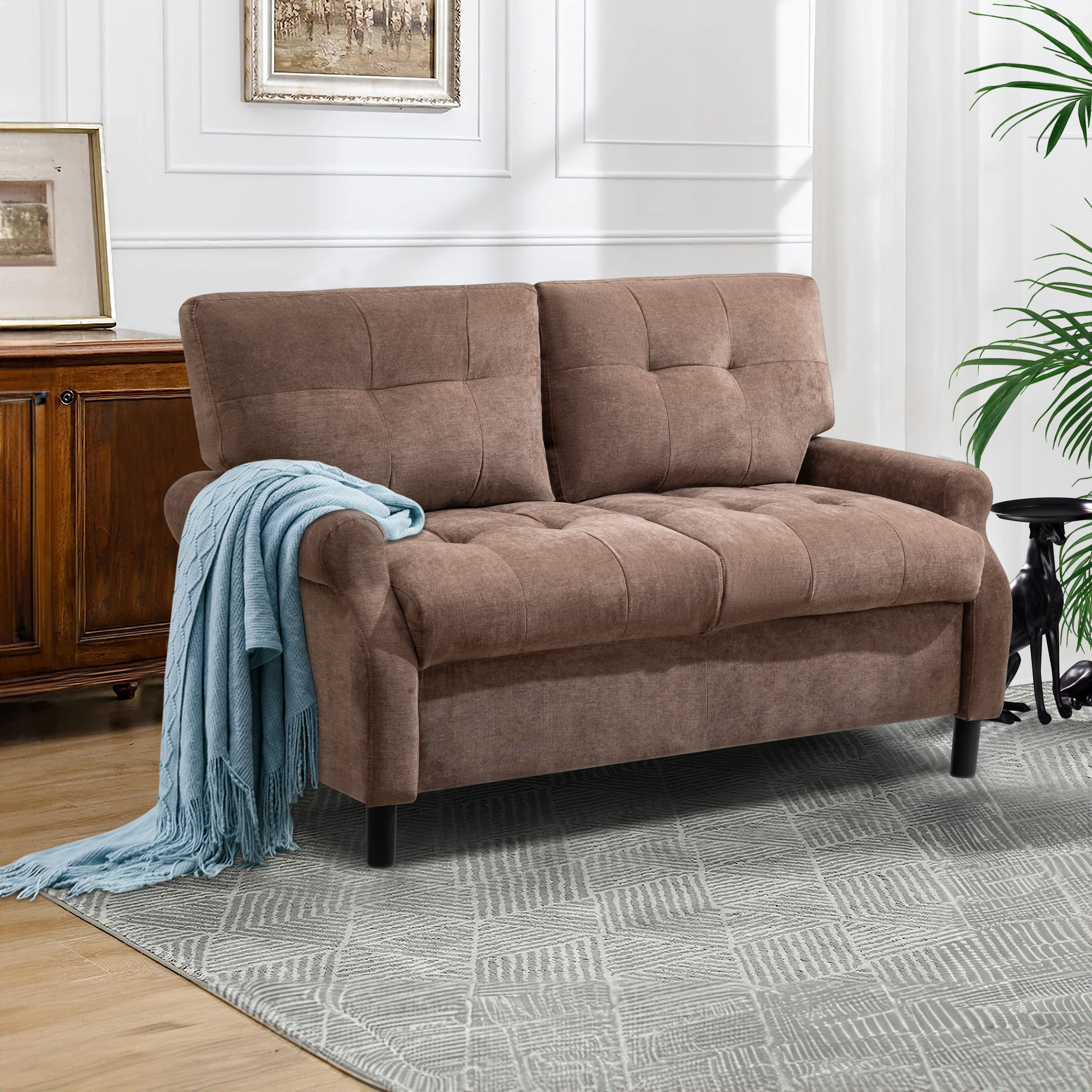 Red Barrel Studio Blanaid 55'' Chenille Round Arm Sofa | Wayfair