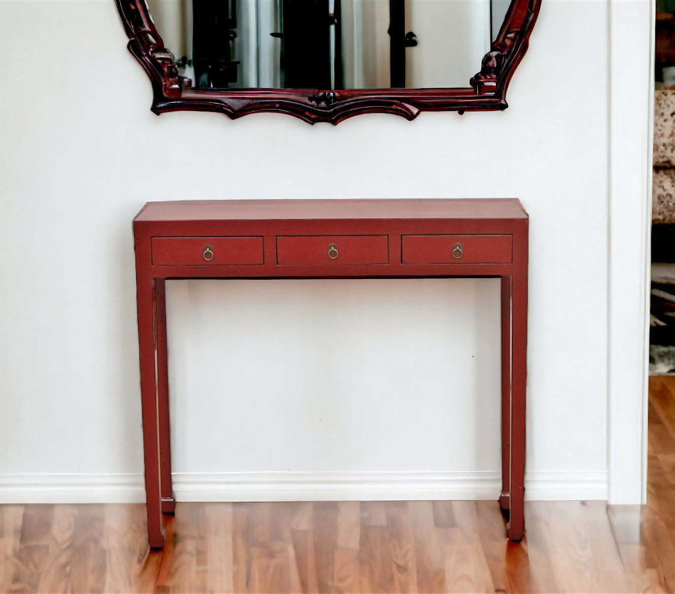 DYAG East Small Red 3 Drawer Asian Console Table | Wayfair