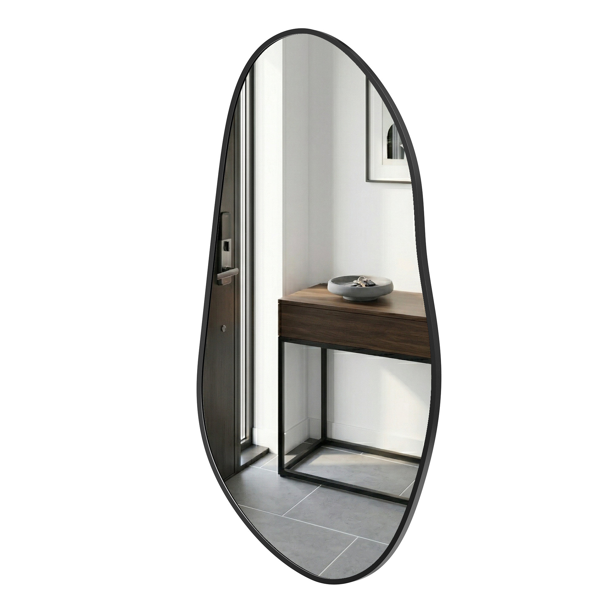 Wrought Studio™ Modern Asymmetrical Framed Wall Vanity Mirror Metal ...