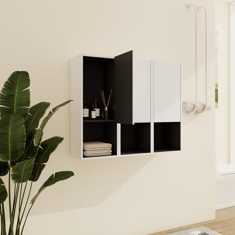 Hokku Designs Wall-Mounted Bathroom Cabinet with Open & Closed Storage ...