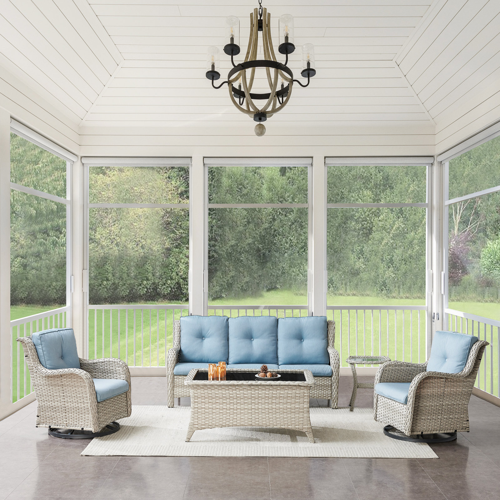 Winston Porter Tonry 5 - Person Outdoor Seating Group with Cushions ...