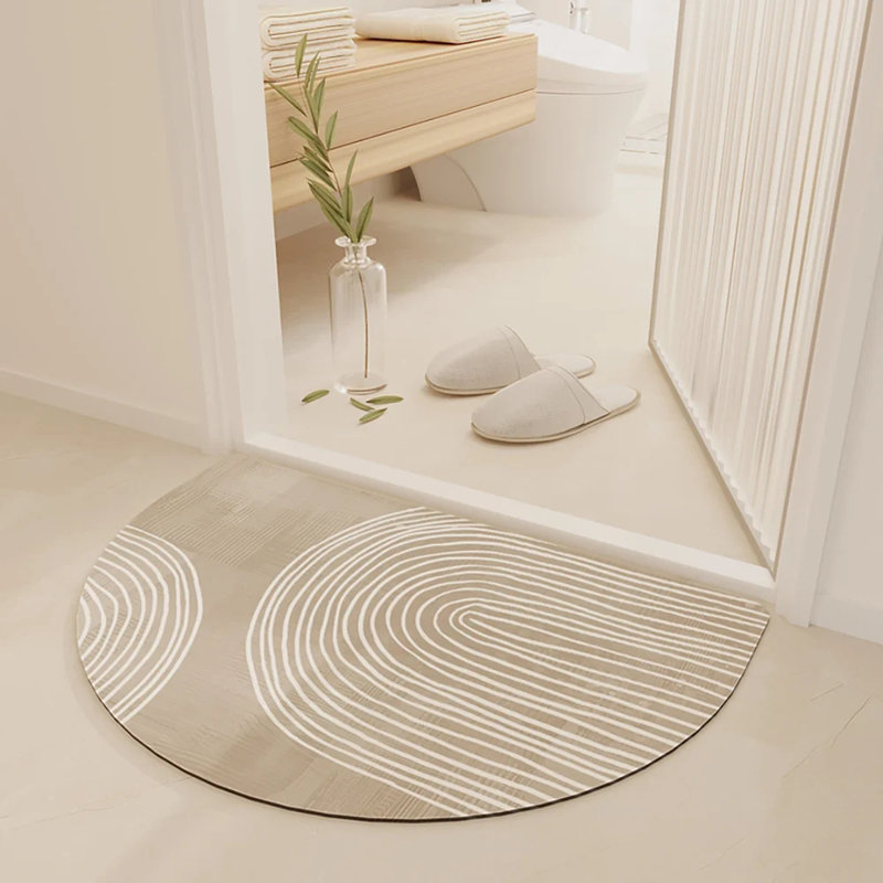 Ivy Bronx 4 Pieces Japandi Light Khaki Diatom Mud Non-Slip Bath Mat ...