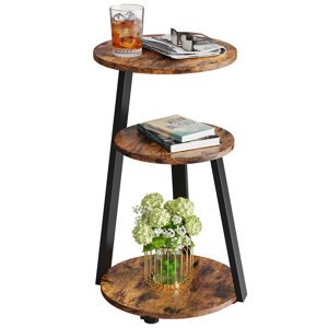 17 Stories Vernestine Round End Table Side Table with 3-Tier Shelves ...