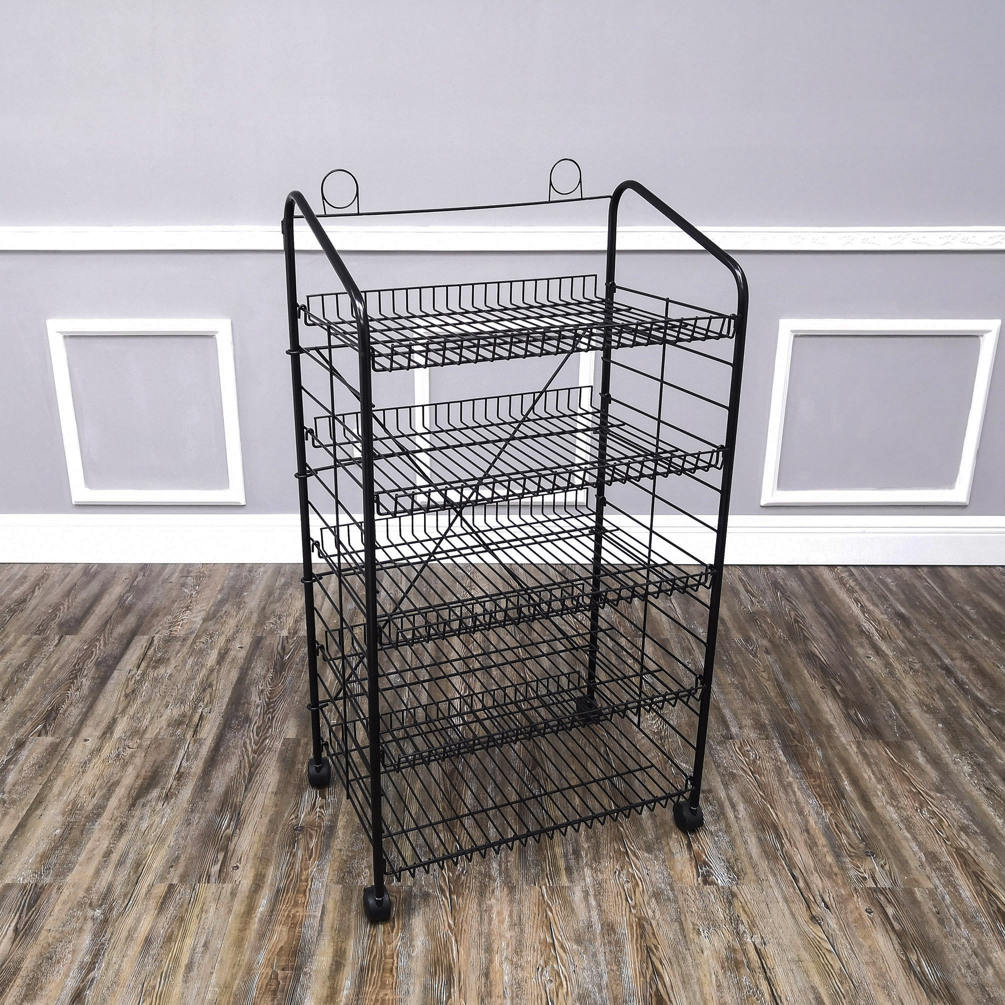 Rebrilliant Bakery Display Rack w/Wheels, 5 Adjustable Shelves & 2 Sign ...