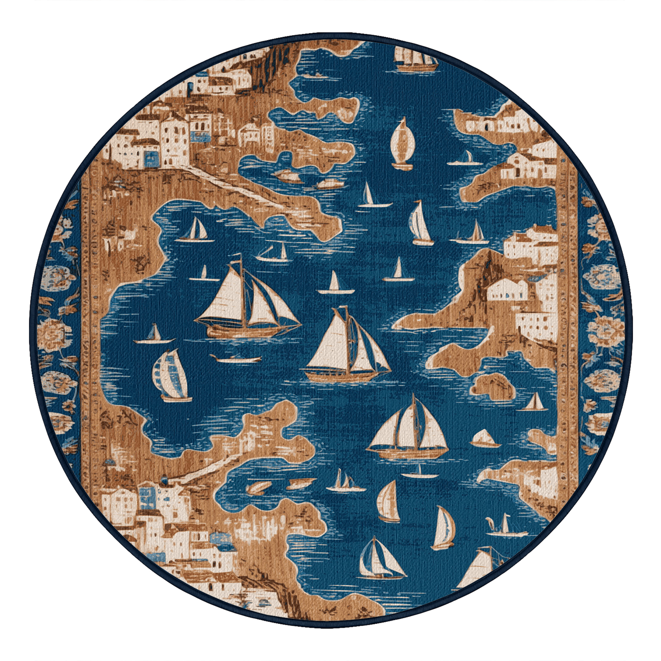 Rosecliff Heights Washable Mediterranean Shore Coastal Area Rug | Wayfair