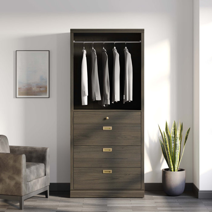 Scott Living Nolan 36" Wardrobe closet with 4 drawers with 1 Shelf and ...