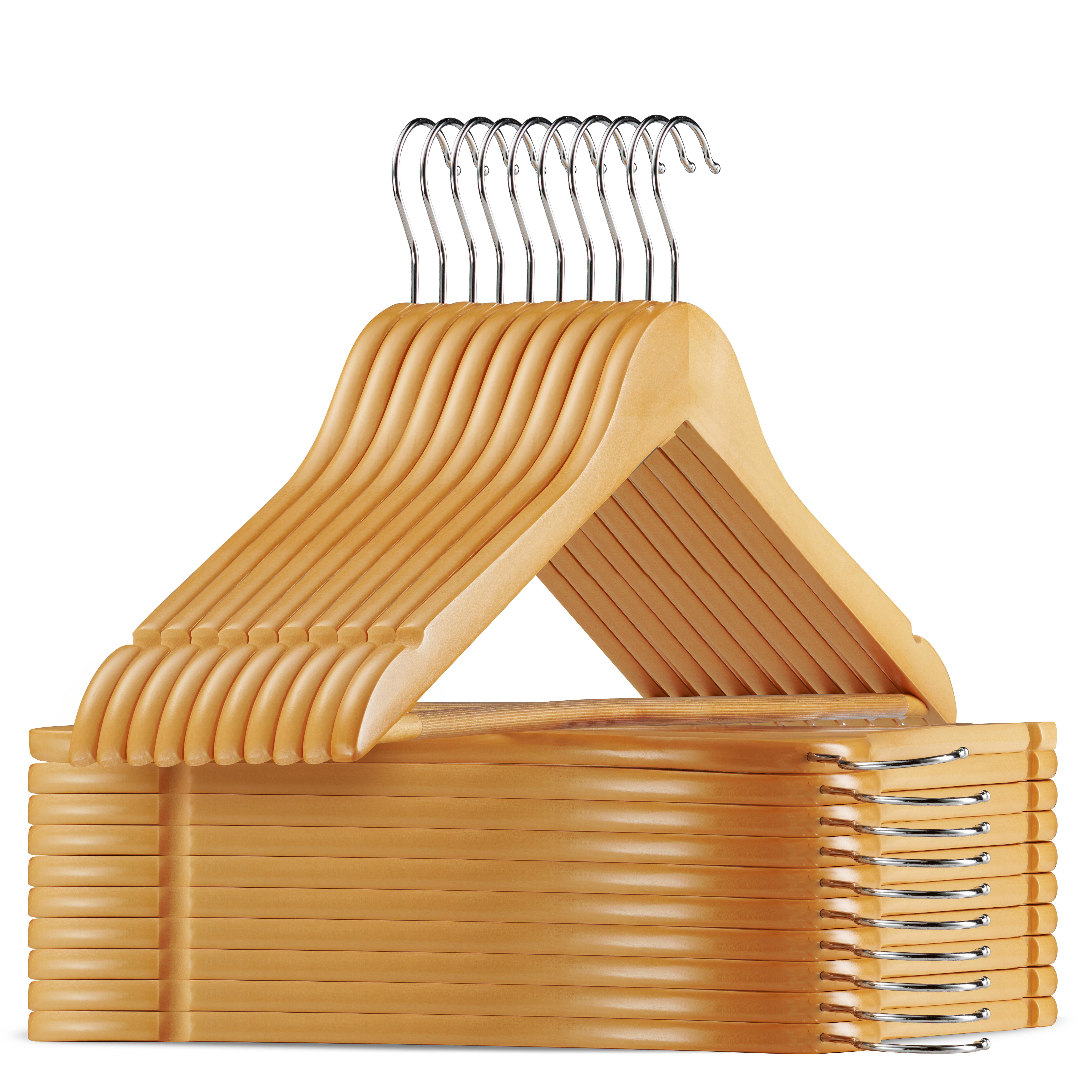 Rebrilliant 20 Pack Solid Wood Suit Hangers With Non Slip Bar And ...