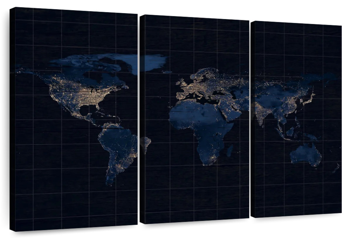 Elephant Stock Dark Blue Grid World Map | Wayfair