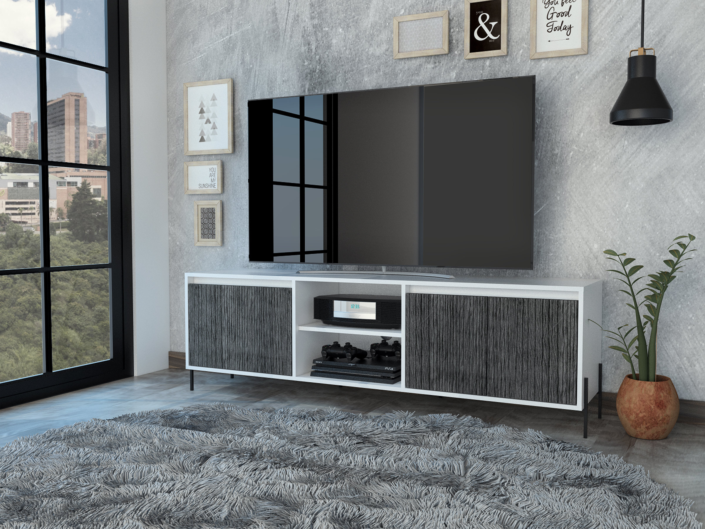 Hykkon Kacie White wide TV Stand for TVs up to 70" | Wayfair.co.uk