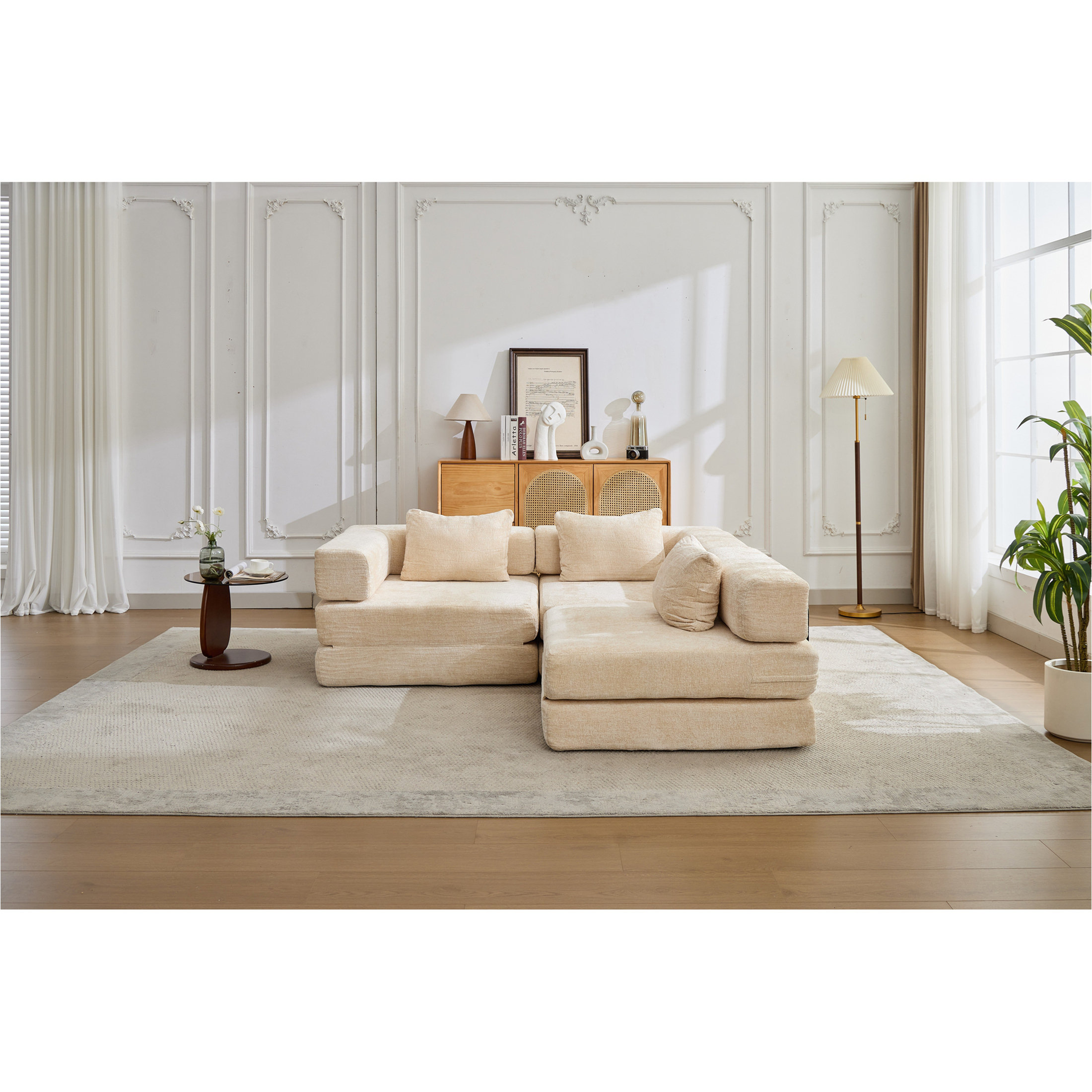 Latitude Run® Convertible Floor Sofa Bed, Compression Sofa with Fixed ...