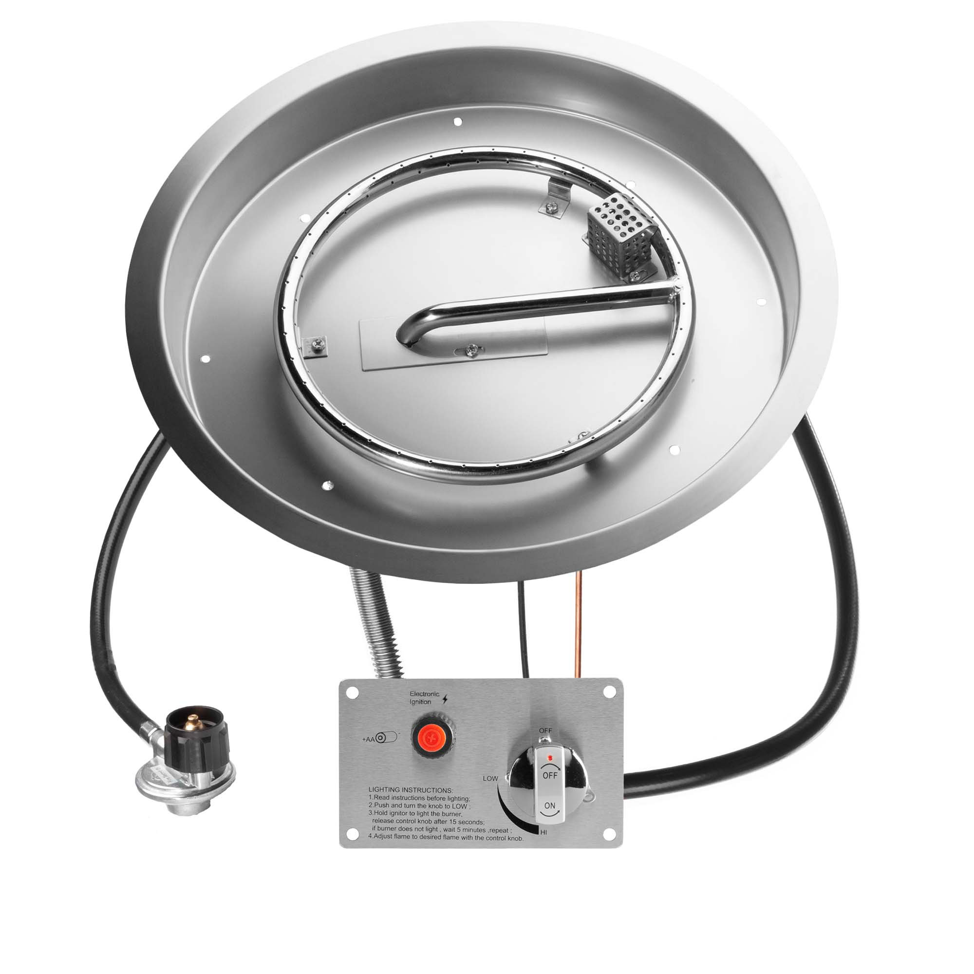 Celestial Fire Glass Round CSA Certified Fire Pit Burner Kit, Stainless ...