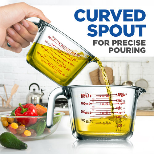 NutriChef 3 -Piece Glass Measuring Cup Set & Reviews | Wayfair