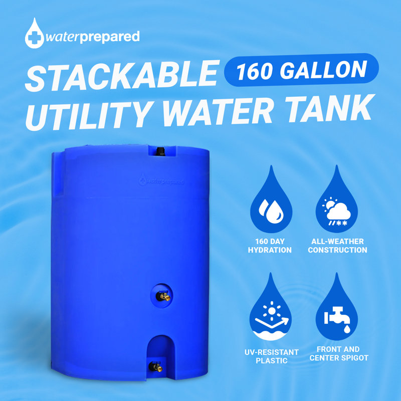 Good Ideas WaterPrepared 160 Gallon Large Capacity Water Storage Tank ...