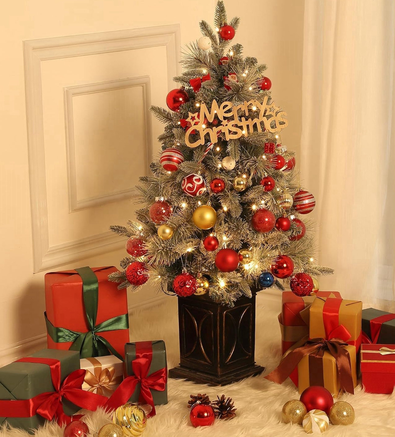 The Holiday Aisle® 3 FT Christmas Tree, With 78 Warm White Lights | Wayfair