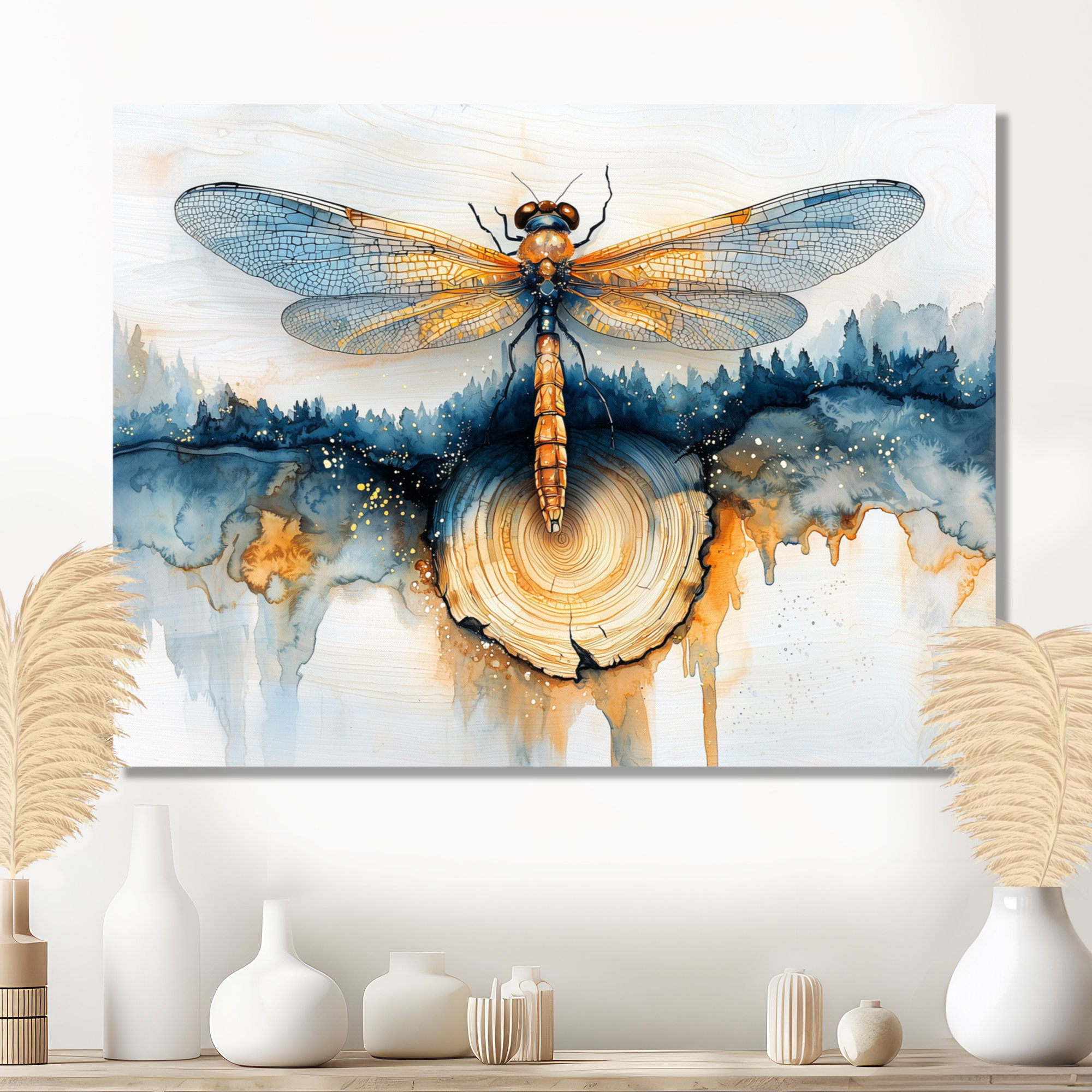 House of Hampton® Modern Aqua Dragonfly Serenade I - Dragonfly Wall Art ...