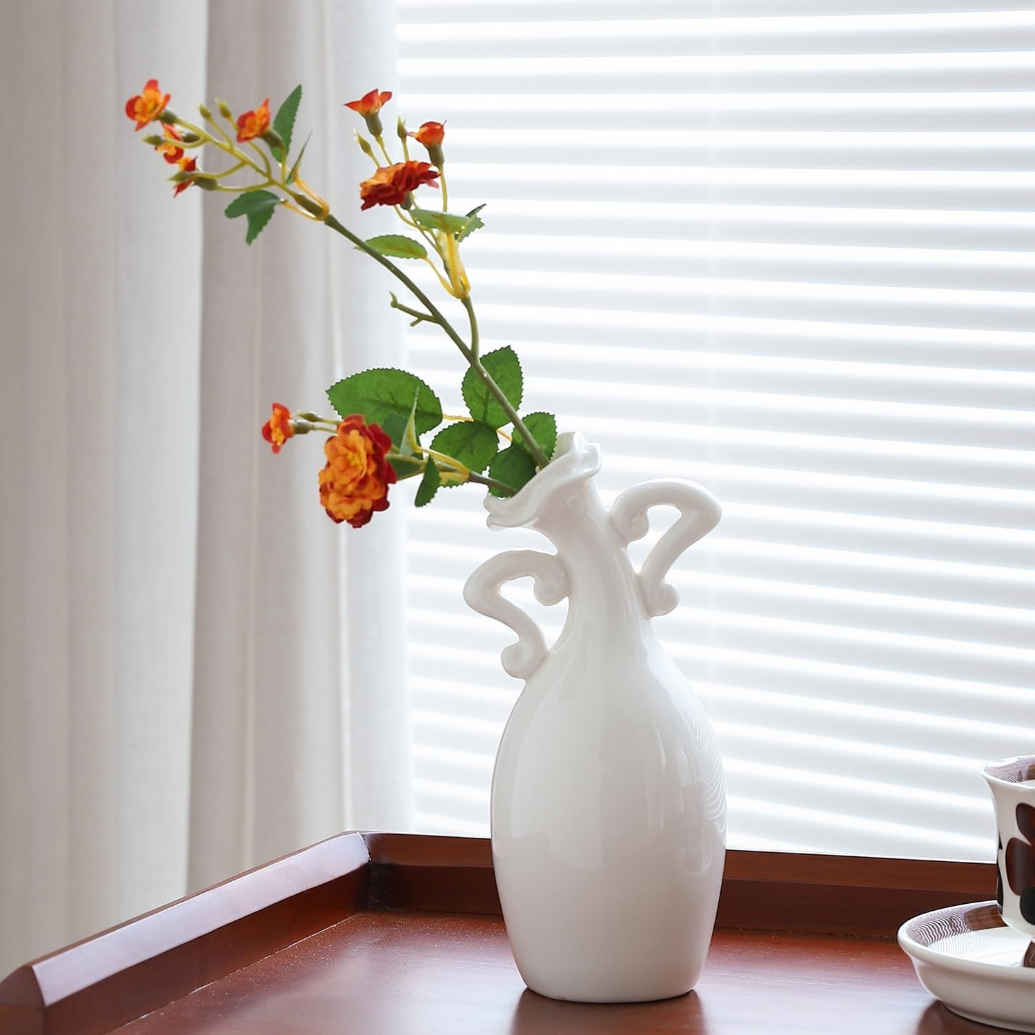 Winston Porter Vase With Attitude, White Ceramic Small Neck Vase, Novel ...