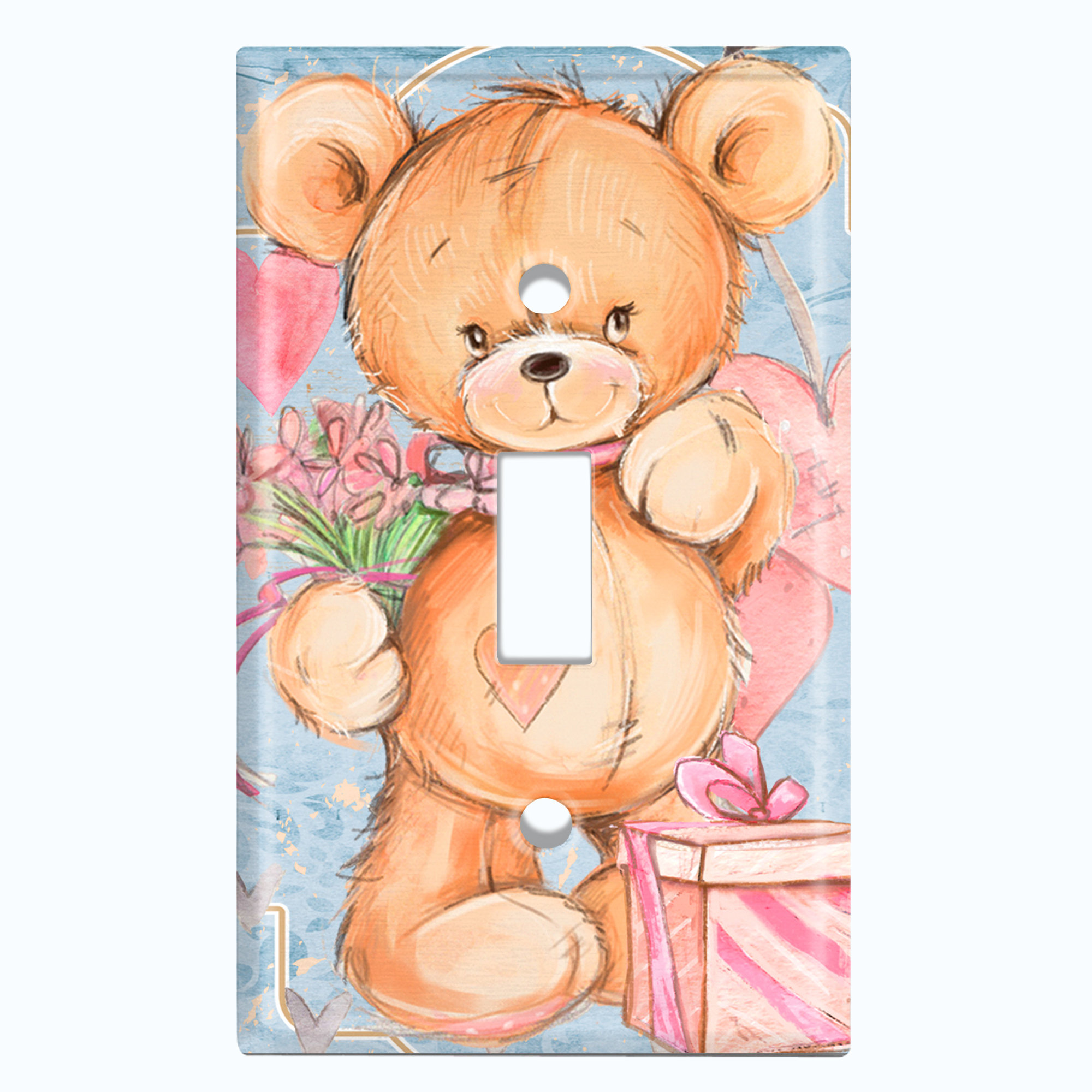 WorldAcc Metal Light Switch Plate Outlet Cover (Teddy Bear Love Hearts ...