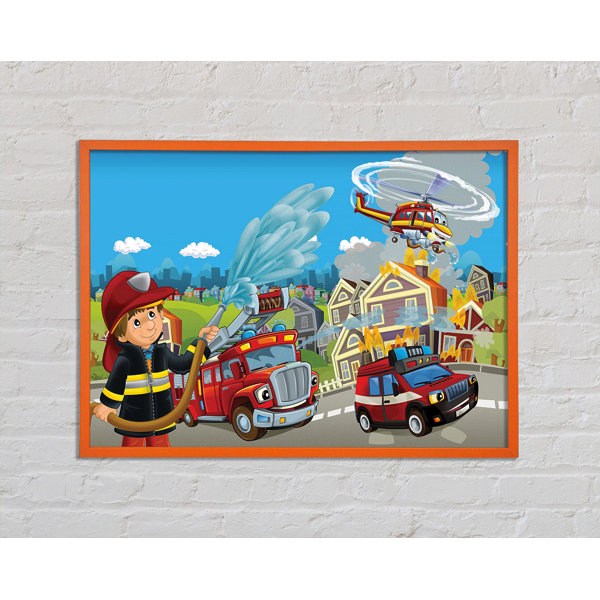 Zoomie Kids Altgeld Fireman Rescue - Single Picture Frame Print ...