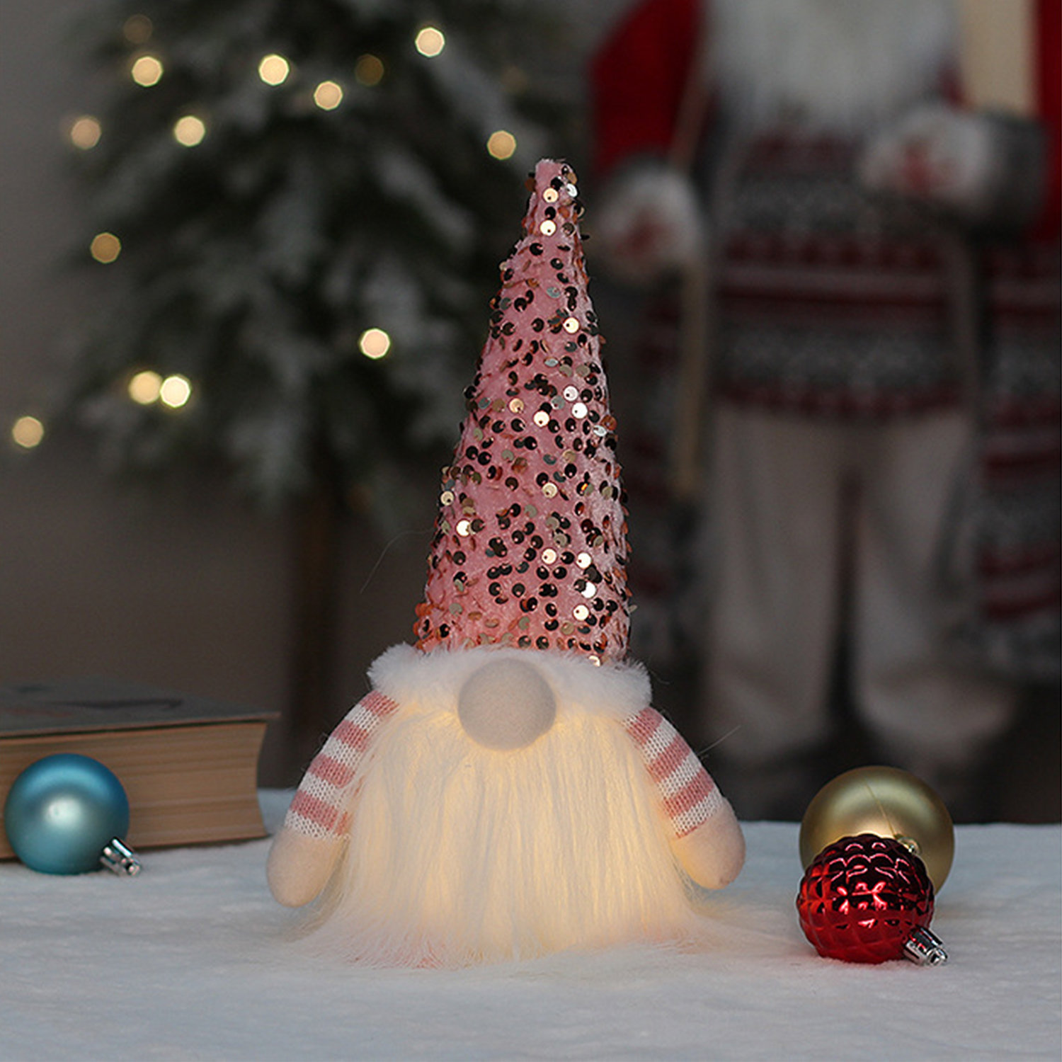 The Holiday Aisle® Faceless Doll Mini LED Glow Decorations Plush Santa ...