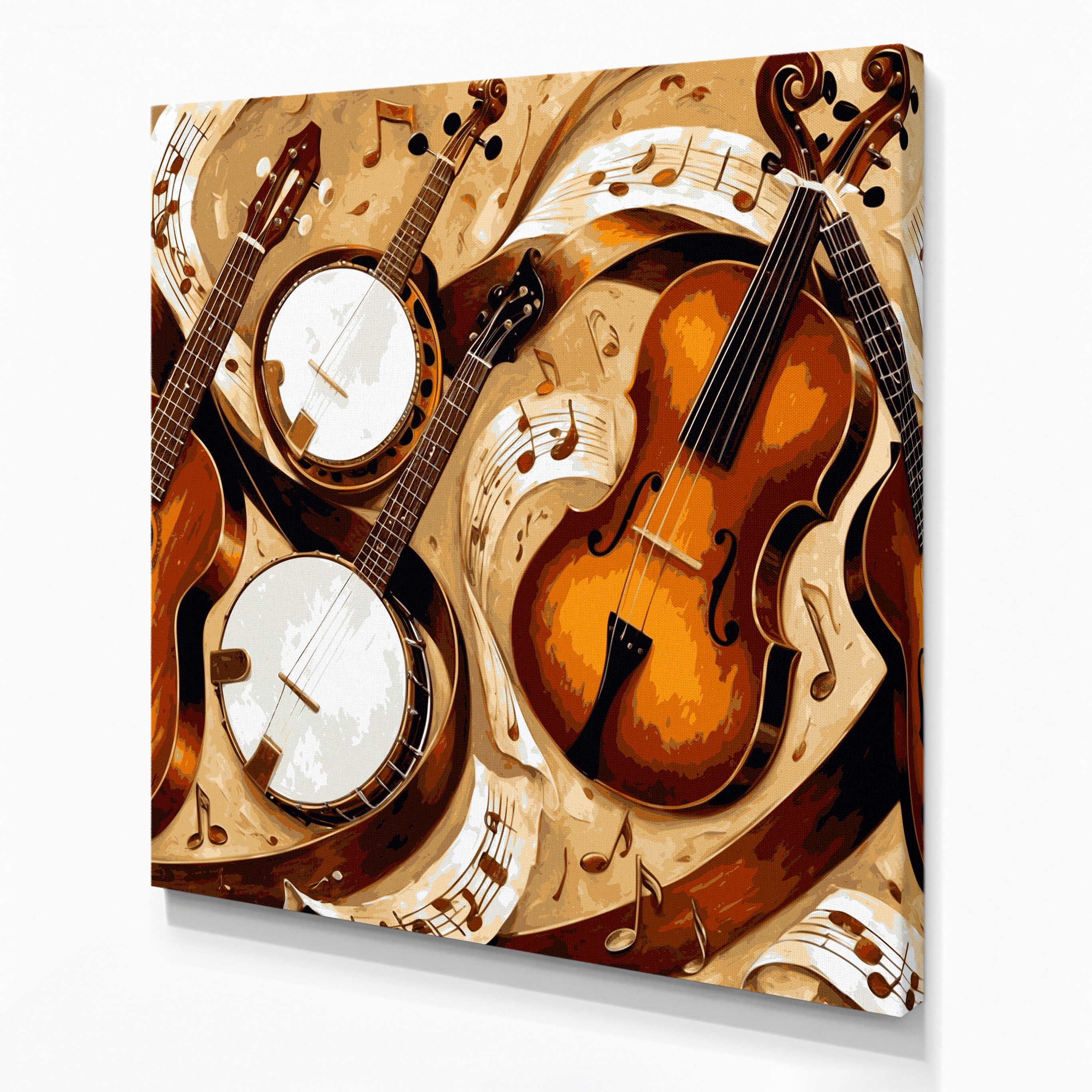 Ophelia & Co. Music Country and Western Instruments Brown Canvas Wall ...