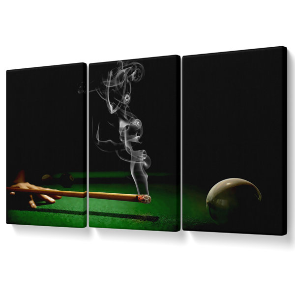 Ebern Designs Smoking Cue - 3 Piece Wrapped Canvas Print | Wayfair.co.uk