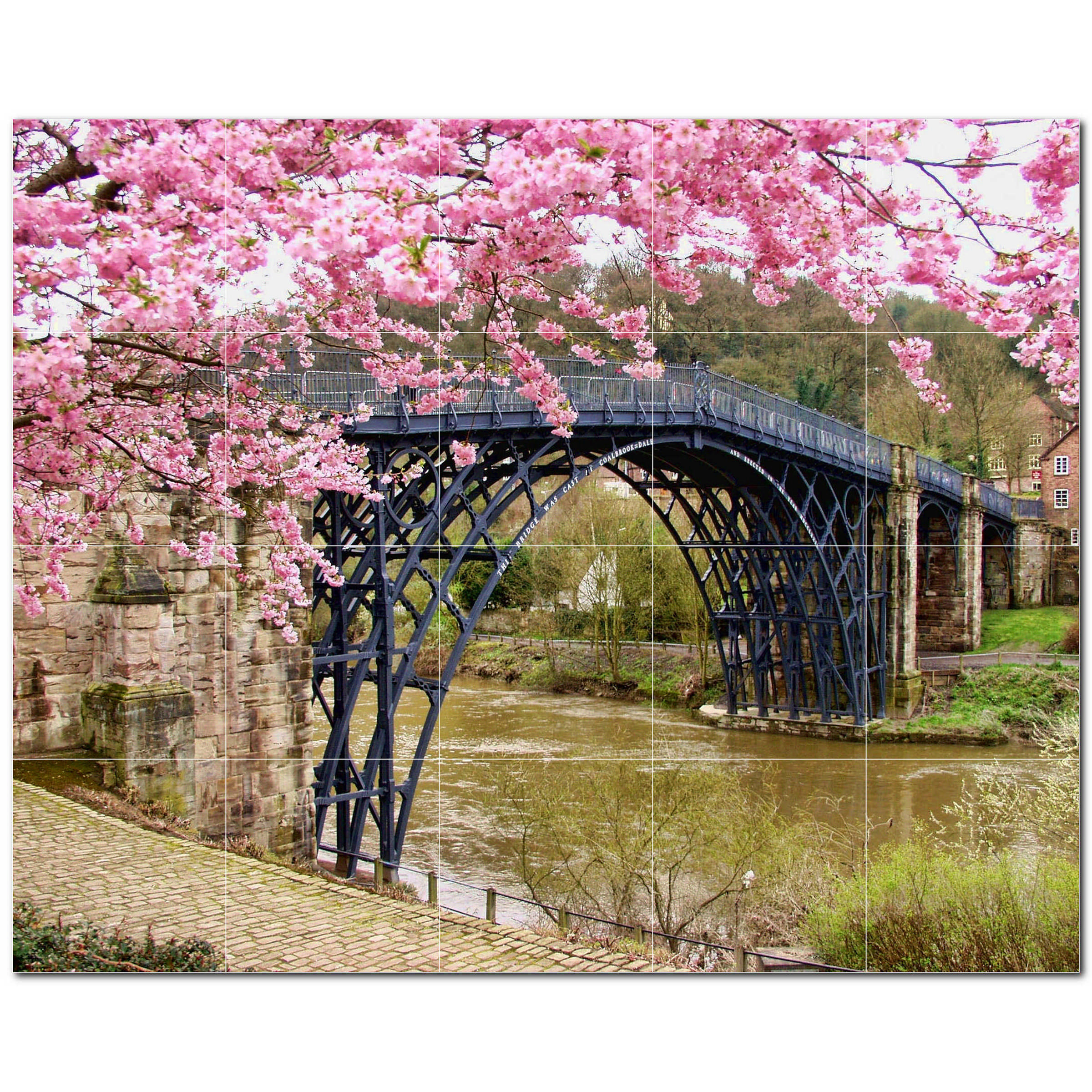 Picture-Tiles.com 21.25" x 17" Ceramic Bridge Photo Decorative Mural ...