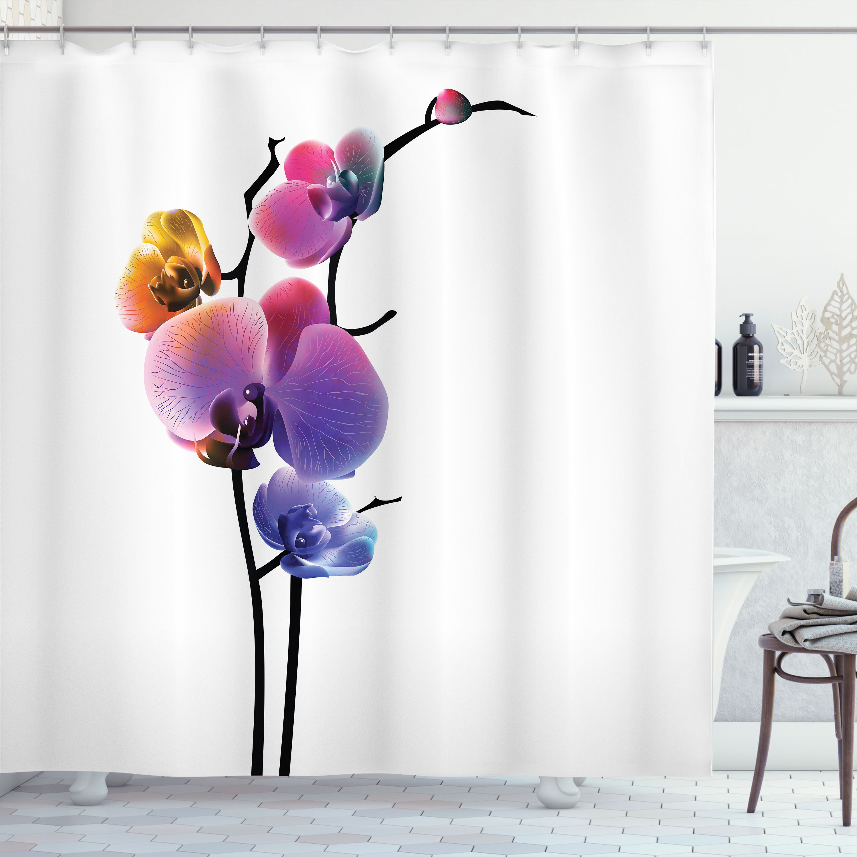 East Urban Home Orchids Shower Curtain Vibrant Flowering Plant ...