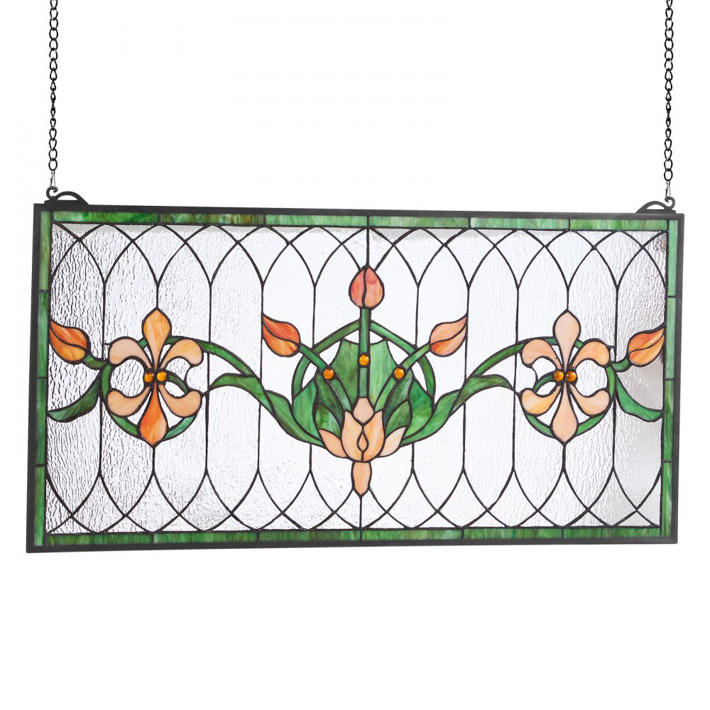 Astoria Grand Stained Glass Tiffany Style Hanging Window Panel with ...