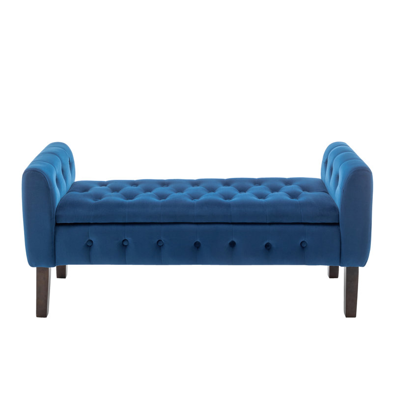 Mercer41 Granie Velvet Storage Bench with Wooden Legs & Reviews | Wayfair