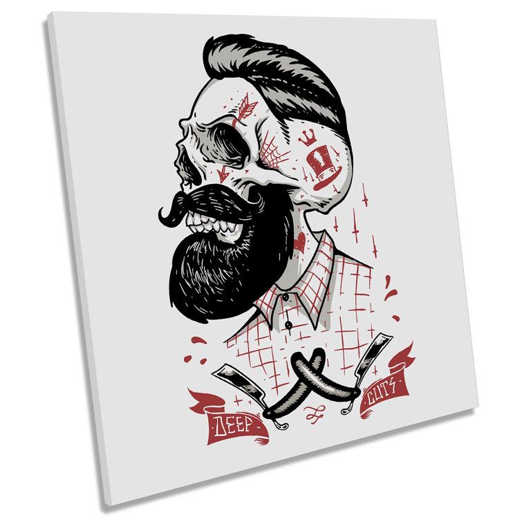 Maturi Deep Cuts Hipster Beard Skull Picture CANVAS WALL ART Square ...