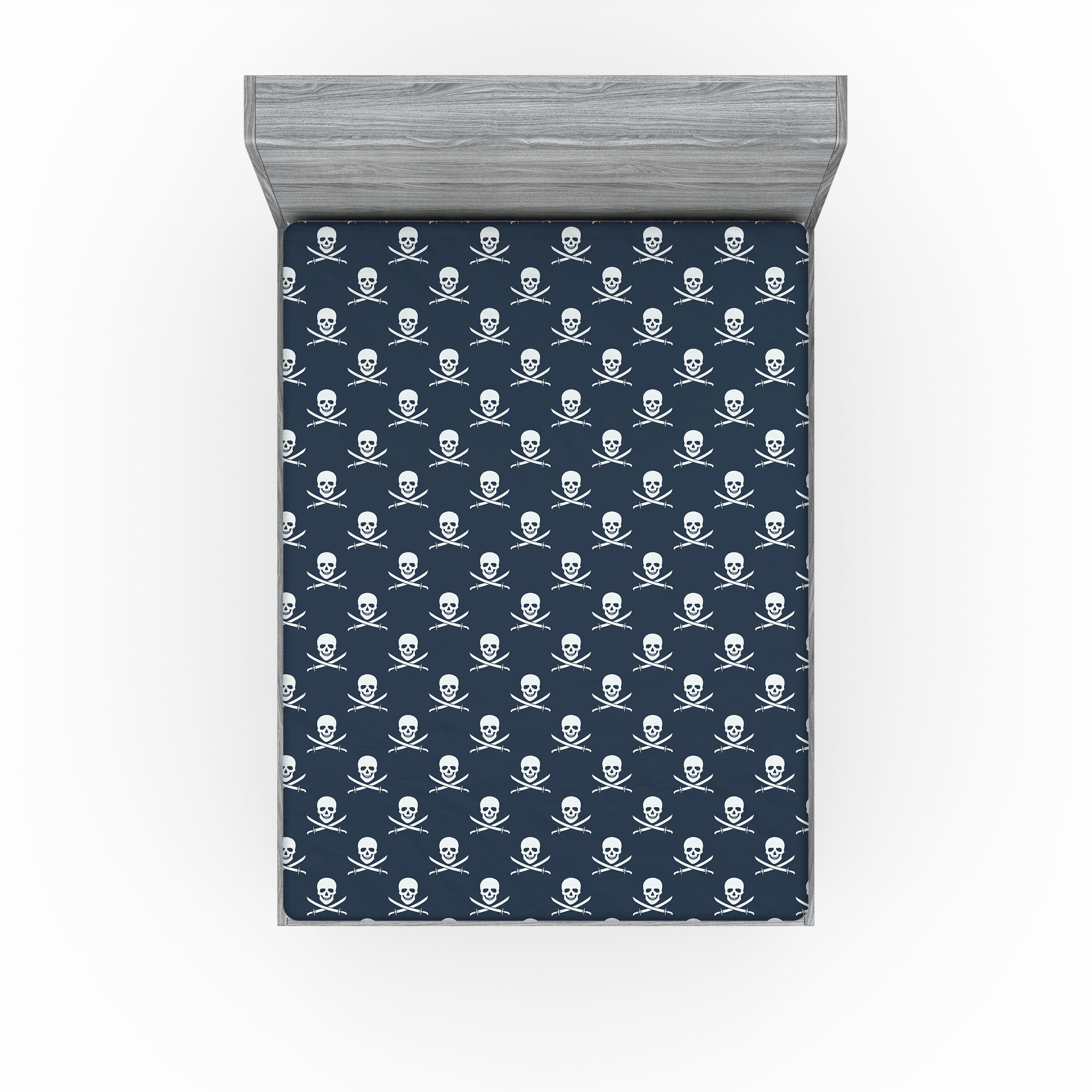 Ambesonne Pirates Fitted Sheet 2-Pack Jolly Roger Pattern Dark Blue ...