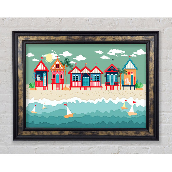 Rosalind Wheeler Beach Huts And Sailboats - Single Picture Frame Print ...