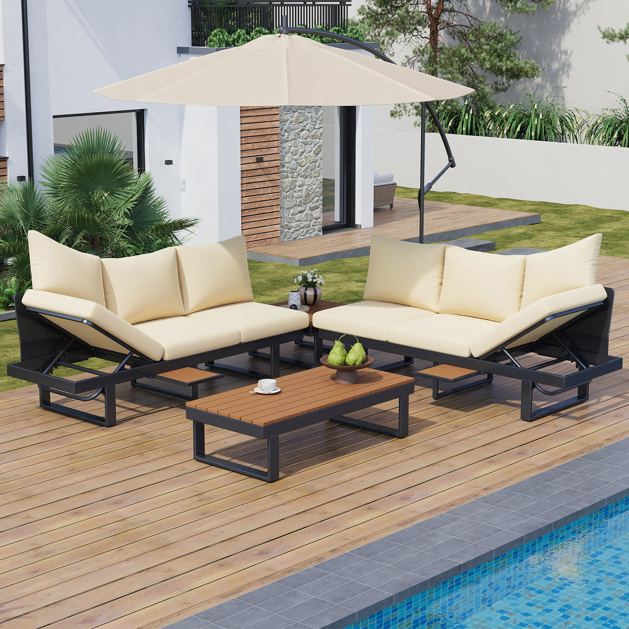 Astoria Grand Outdoor Sectional Sofa Set Patio Conversation Set Patio ...