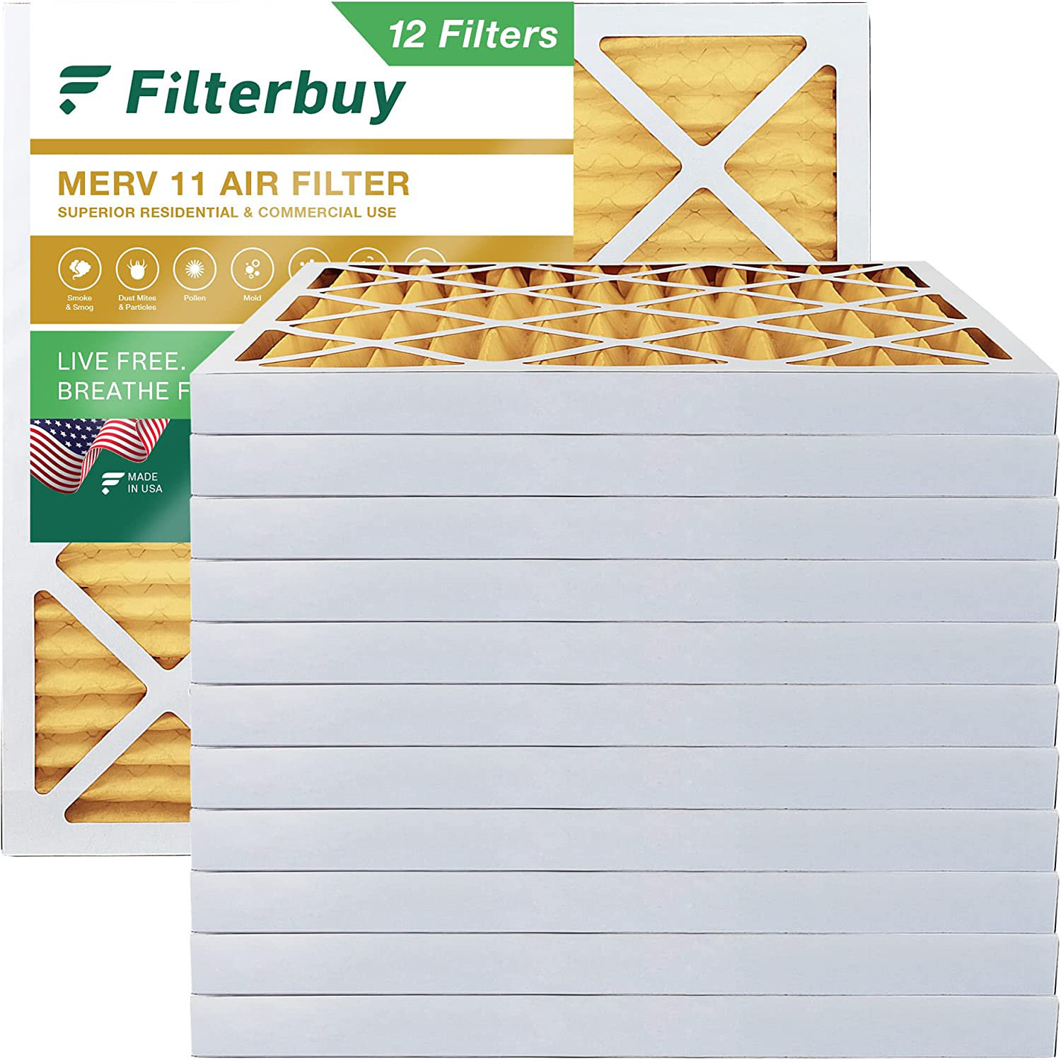 Filterbuy 24x24x2 Air Filter MERV 11, Pleated HVAC AC Furnace Filters ...
