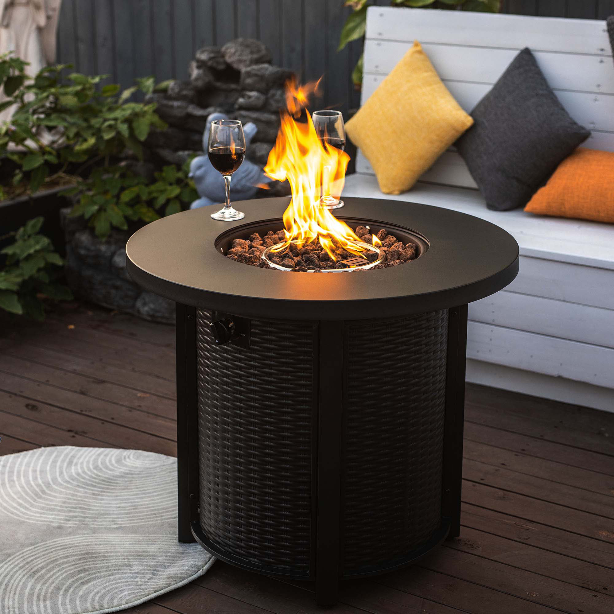 Red Barrel Studio Propane Round Fire Table 40000BTU Propane Fire Pit Table - Wayfair Canada