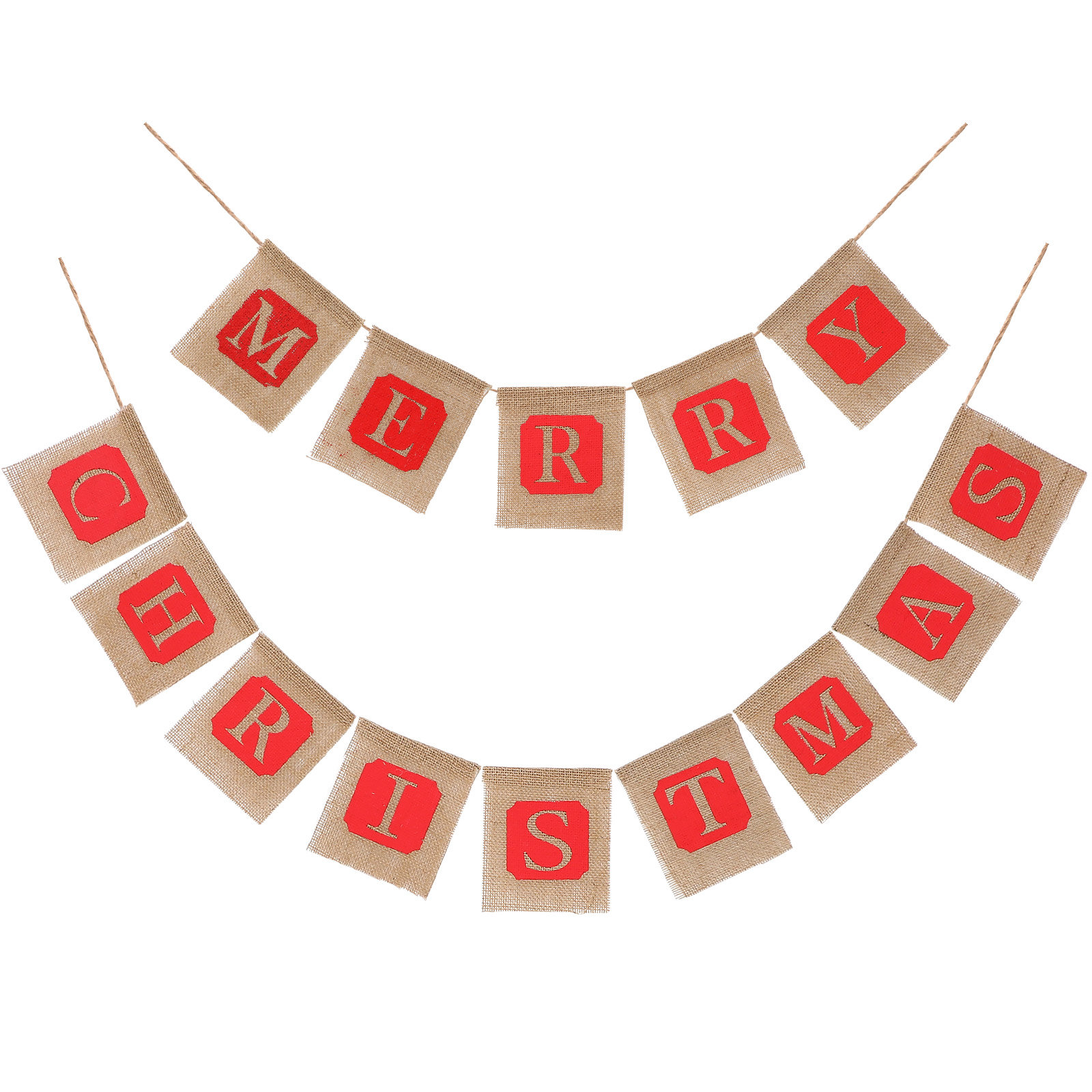 The Holiday Aisle® Merry Christmas Jute Burlap Banners Garlands For ...