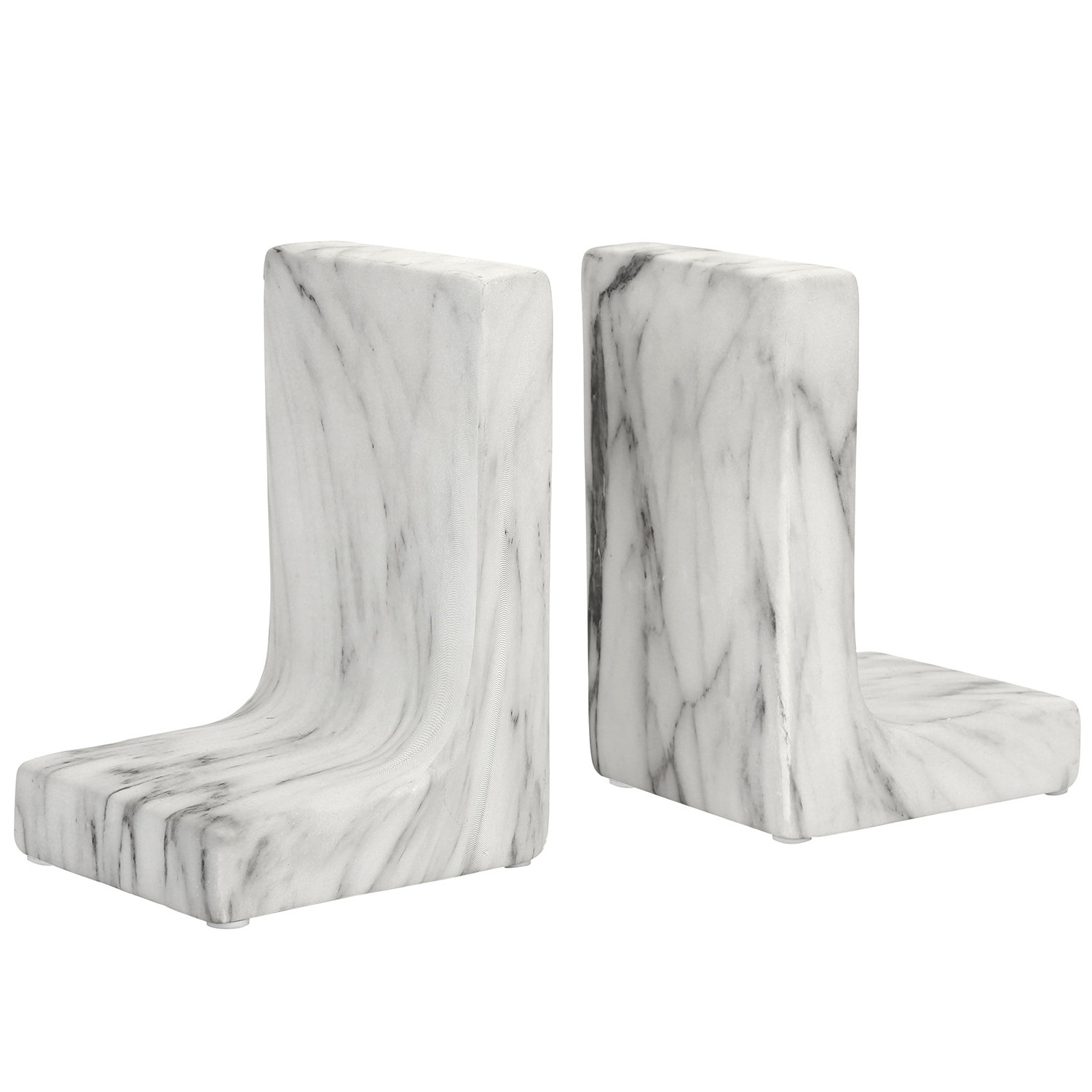 Orren Ellis L-Shaped Marble Style Ceramic Bookends & Reviews | Wayfair