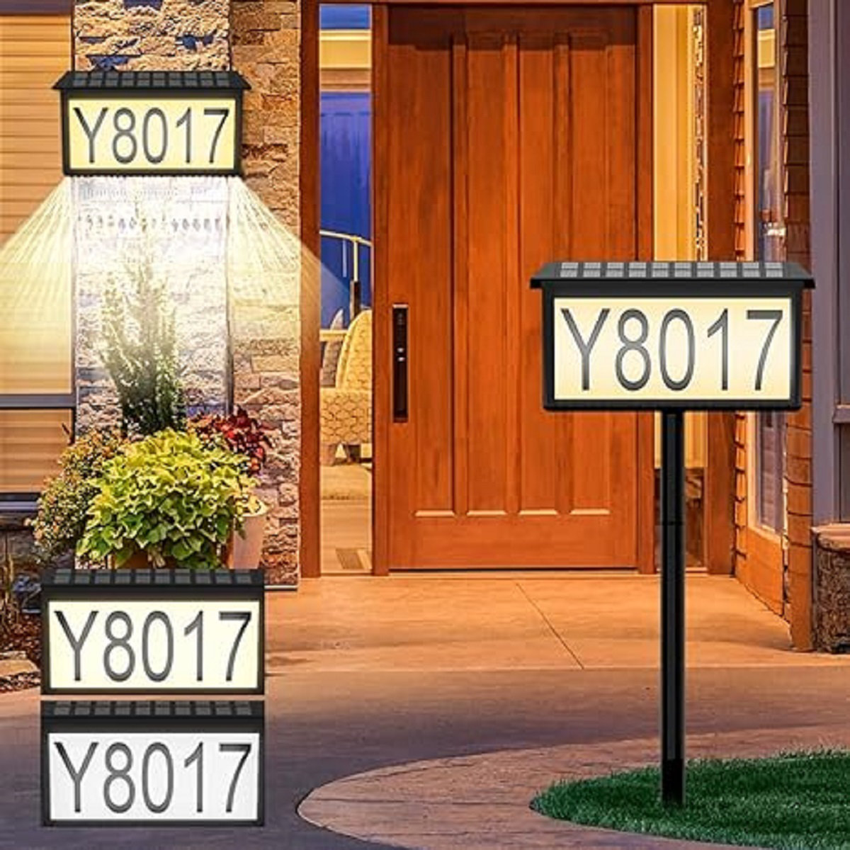 Home Moderne-N Solar Address Sign Lighted House Numbers Waterproof ...