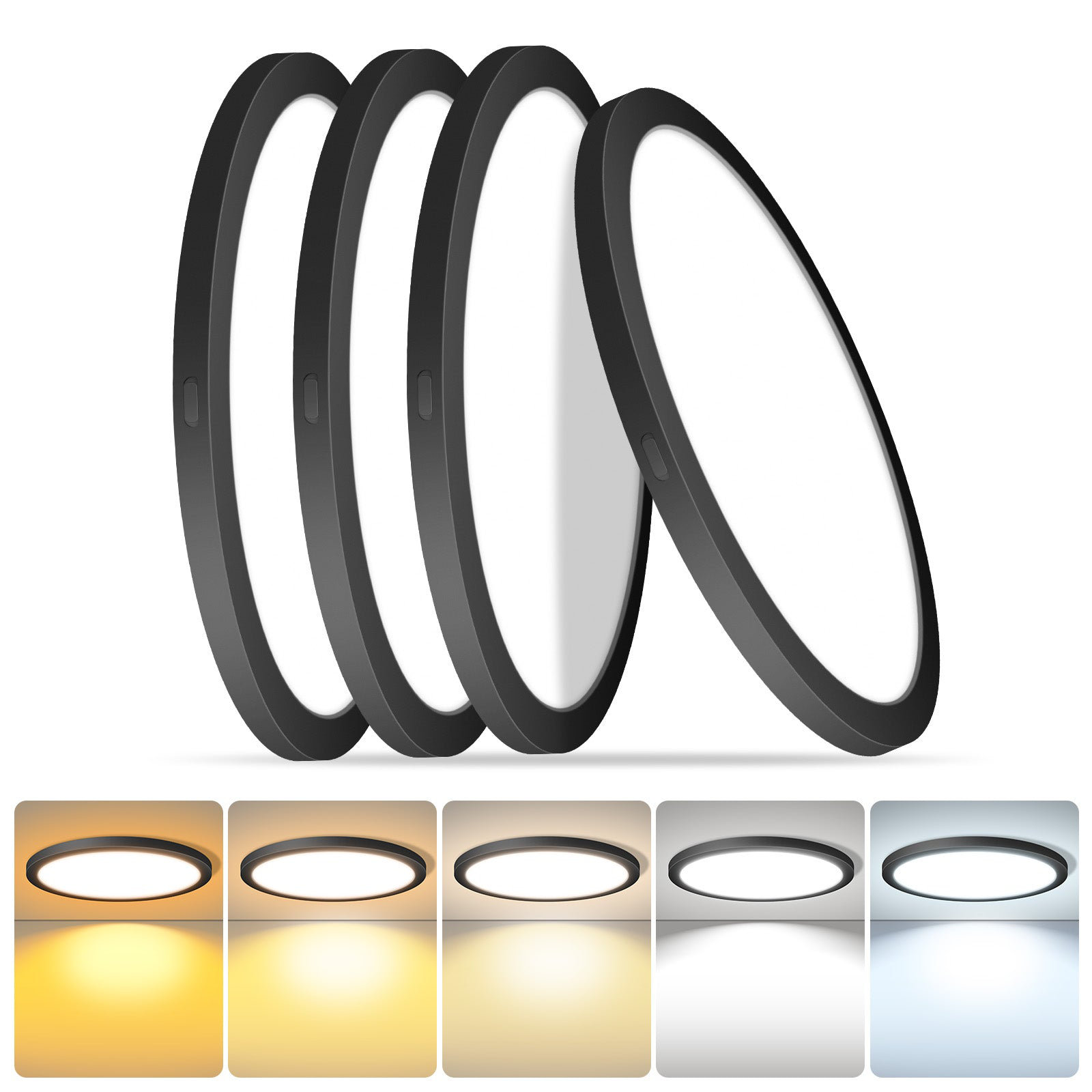 Wrought Studio™ 4pk 9 Inch Round Black Ceiling Light,20W 120V 5CCT ...