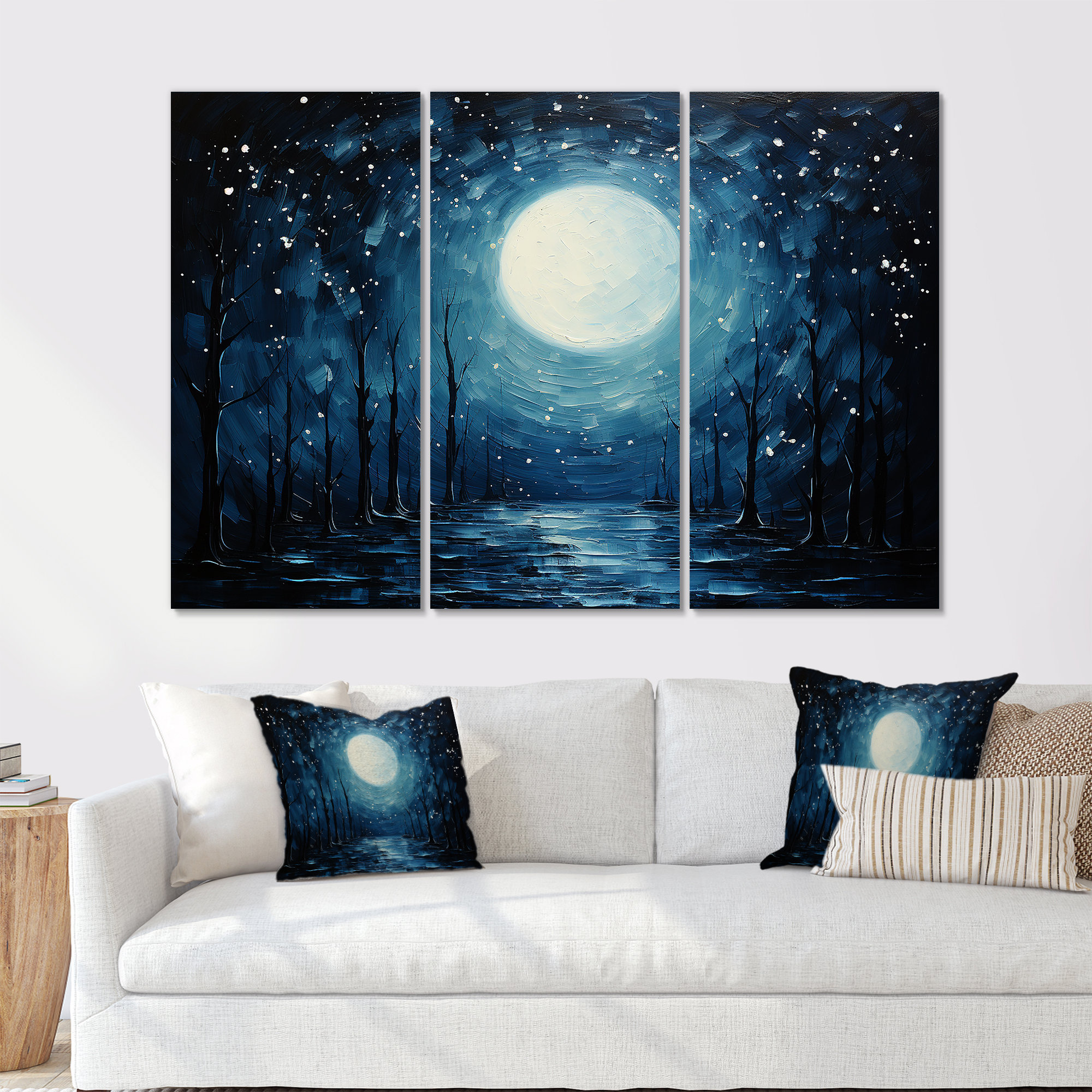 Lark Manor™ Azure Ascension Moonlight Forest I - Moon Wall Art Print ...