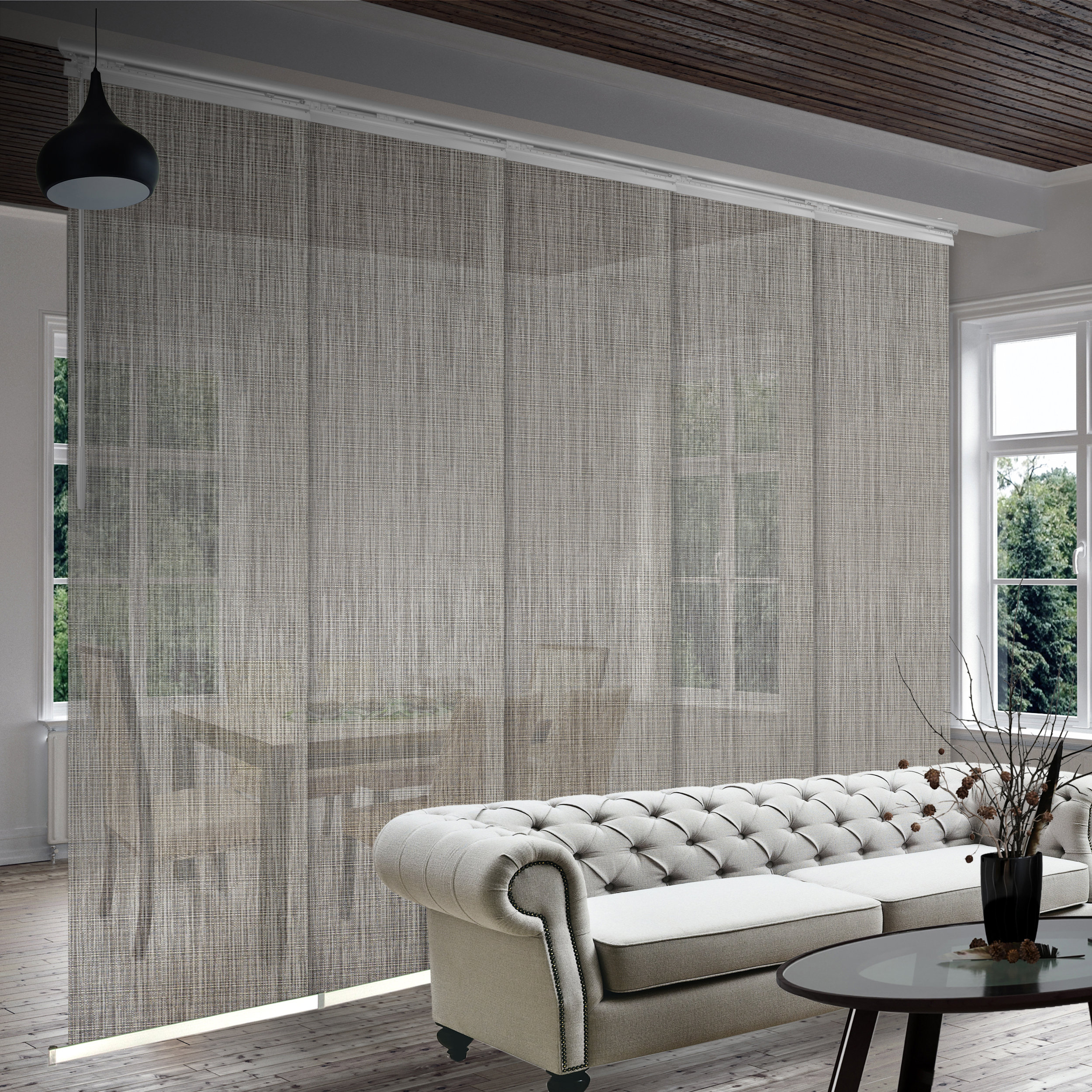 Rod Desyne Gabardine 5 Panel Single Rail Semi-Sheer Vertical Blind ...