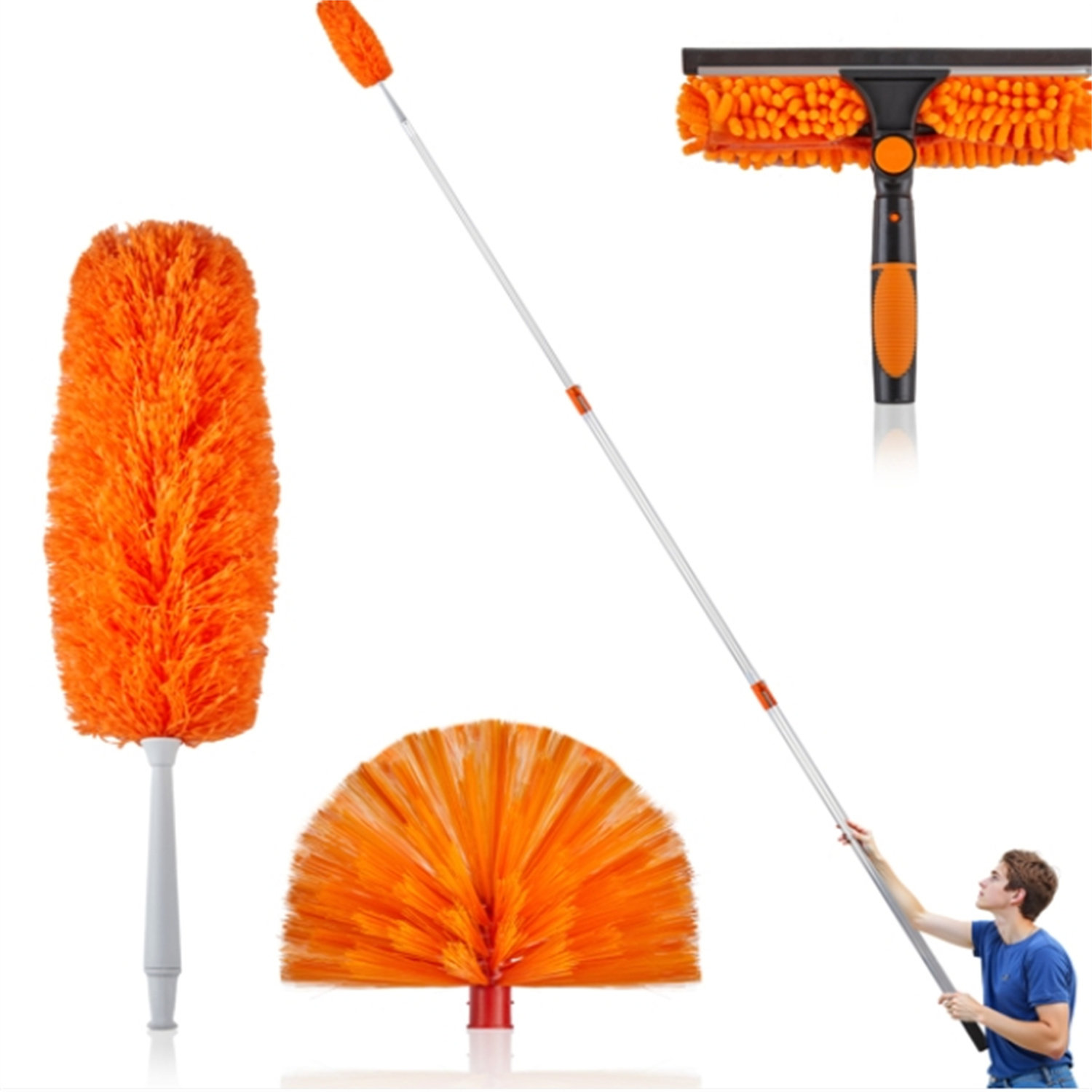 8UHNK™ Telescopic Dust Collector Set, Silver + Orange 4-Section ...