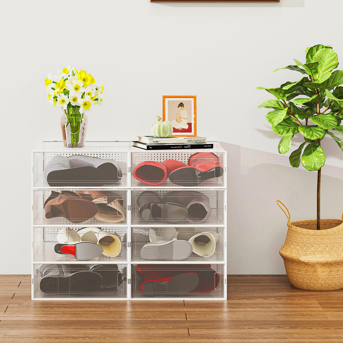 Rebrilliant 8-Pack Stackable Boot Organizer And Storage Boot Boxes ...